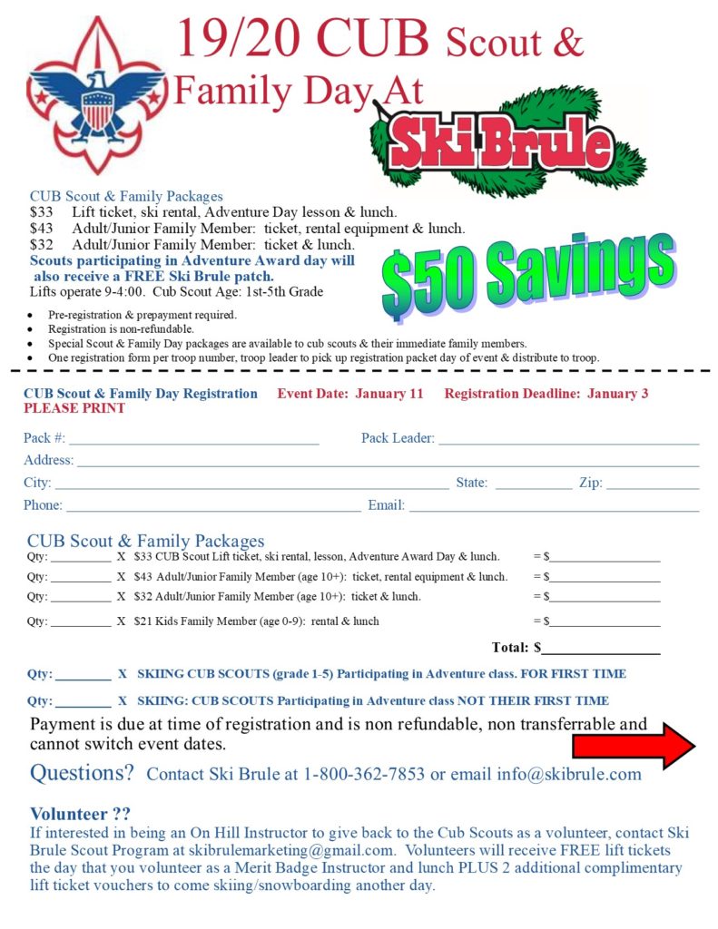 Cub Scout Day At Ski Brule - Cub Scouts & Family Discounted Lift Tickets