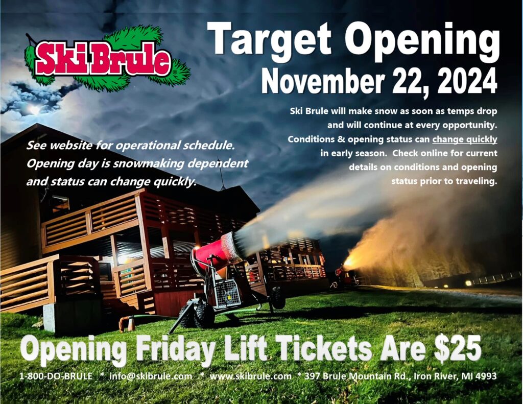 Snow Conditions & Hours | Ski Brule | Ski Michigan